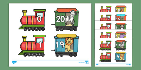 Count the Spots on Trains 1-20 Display Cut-Outs