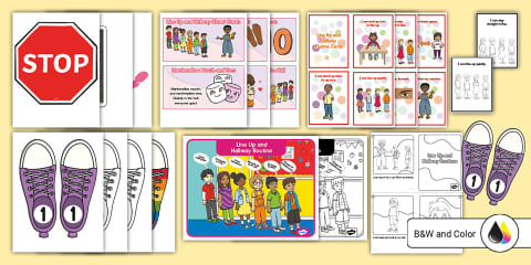 Line Up and Hallway Routine Poster for PK-2nd Grade