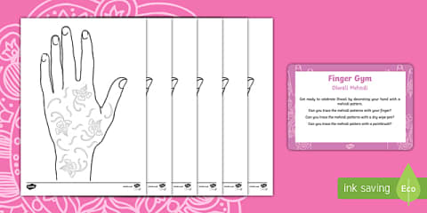 Simple & Easy Mehndi Designs for Kids - Worksheet