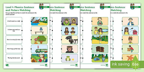 Phase 4 Pictures and Captions Matching Worksheets