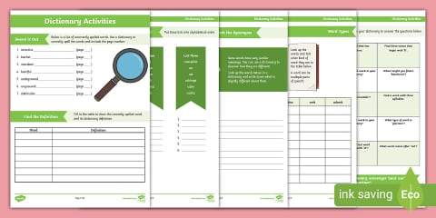 Dictionary Detective Worksheets