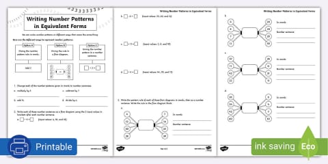 Flow Diagrams with Input and Output Values Activity Sheet