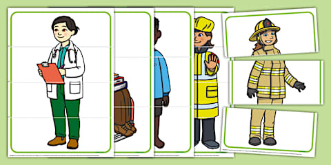 People Who Help Us Picture and Word Colouring Sheets