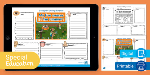 Third Grade Beach Descriptive Writing Worksheet