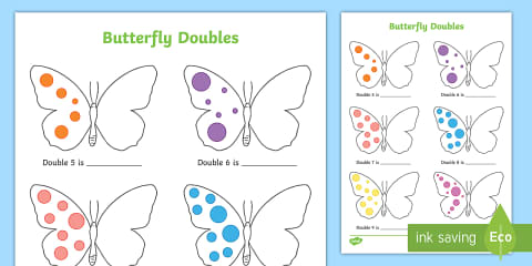 Colouring Ladybird Doubles Worksheet