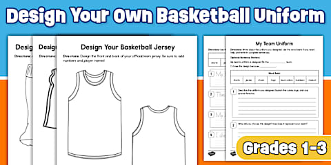 Design Your Own Hockey Uniform Activity for 1st-3rd Grade