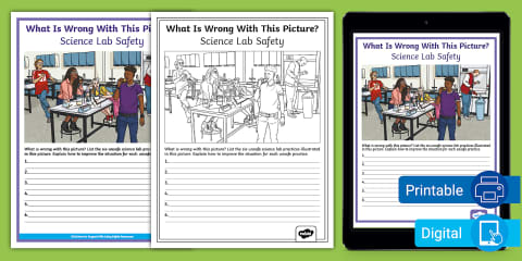 Identify Lab Safety and Equipment Worksheet for 3rd-5th Grade