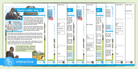 Martin Luther King Interactive Reading Comprehension Activity