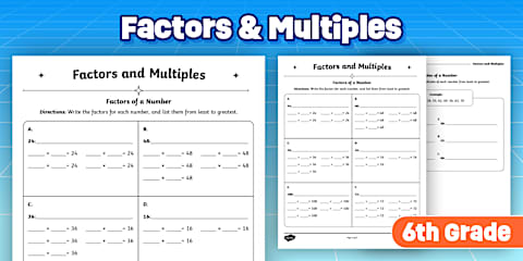 Missing Factors Worksheet for 3rd-5th Grade