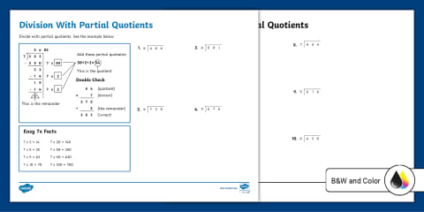 Fifth Grade Partial Quotients Worksheet