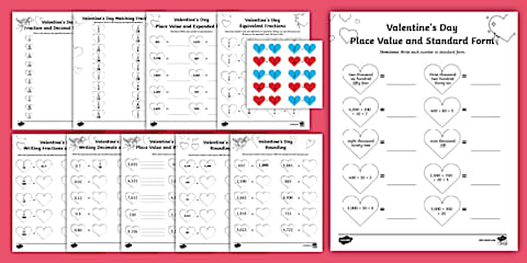 Valentine's Day Equivalent Fractions Activity for 3rd-5th Grade