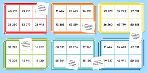 Number Words 4-Digit Numbers Bingo