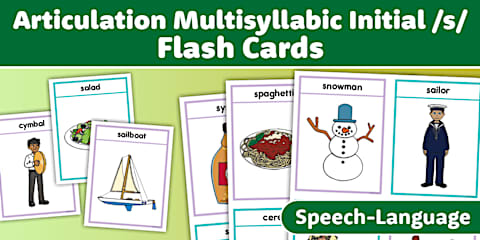 Articulation Initial /s/ Words Flash Cards for SLP