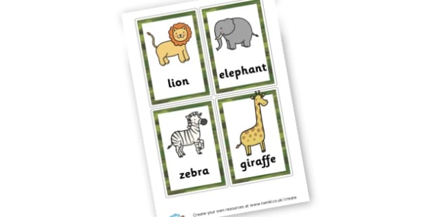 Safari Animals Vocabulary Cards - ESL Vocabulary Resources