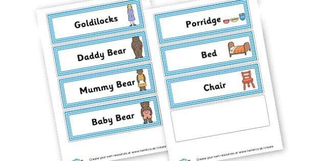 Goldilocks Cards - Goldilocks and the Three Bears Literacy Primary ...