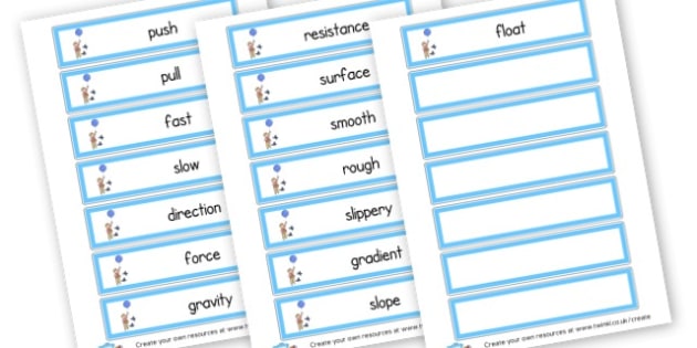 Forces Word Cards (teacher made)