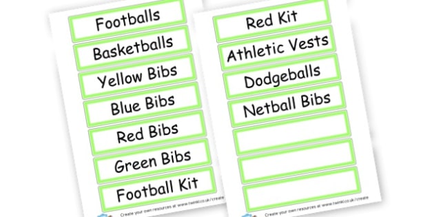 PE Word Cards (teacher made)