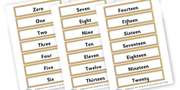 Word Numbers Cards (teacher made)