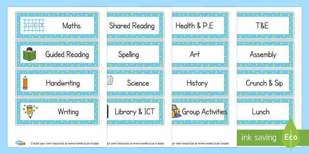 Daily Timetable (teacher made)
