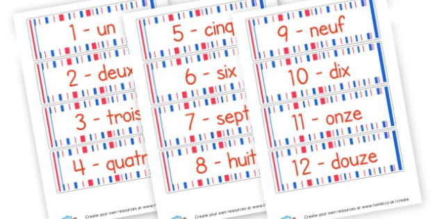 French Numbers Labels