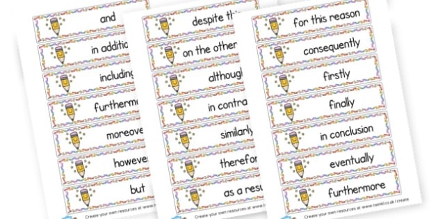 Connectives Word Cards (teacher made)