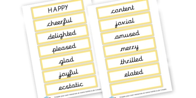 Alternative Words For Happy (teacher made)