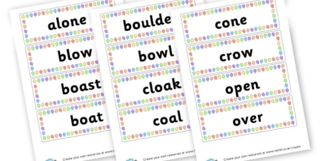 oe Extended Code Word Cards (teacher made)