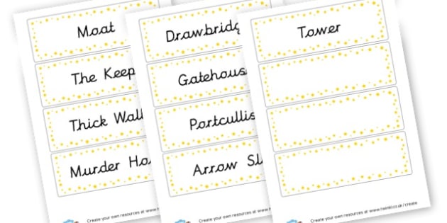 Castle Vocabulary Cards