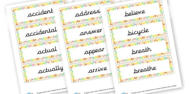 Year 3 and 4 Spelling List (teacher made)