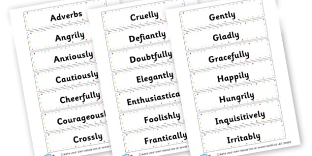 Adverb Word Cards (teacher made)