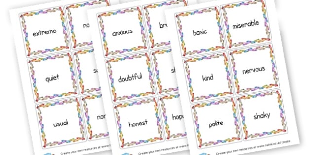 Adjective Word Cards (teacher made)