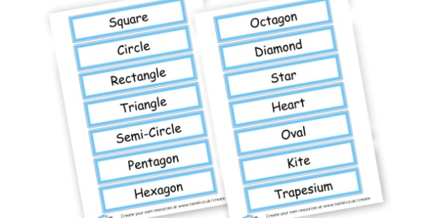 2D Shape Word Cards - 2D Shapes Primary Resources, spaces