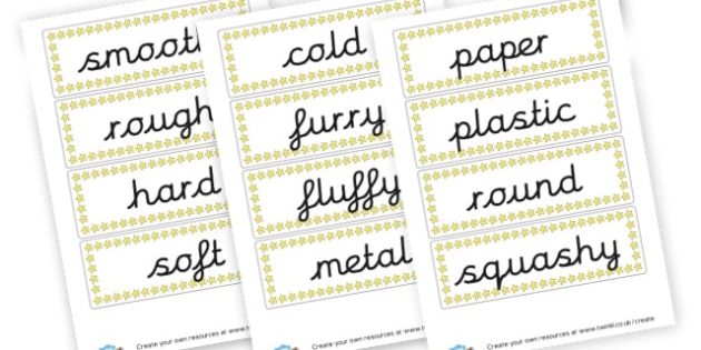 Materials Word Cards (teacher made)