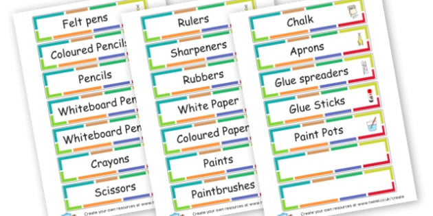 Resource Labels (teacher made)