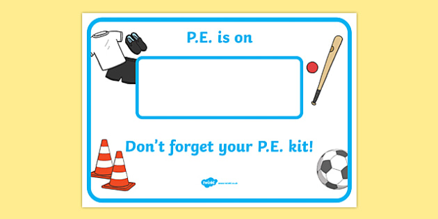 PE reminder - display lettering (teacher made)