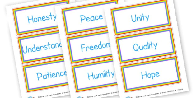 FREE! - Values (teacher made)