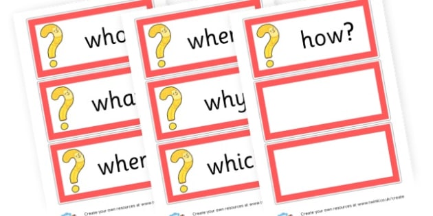 Question Word Cards (teacher made)