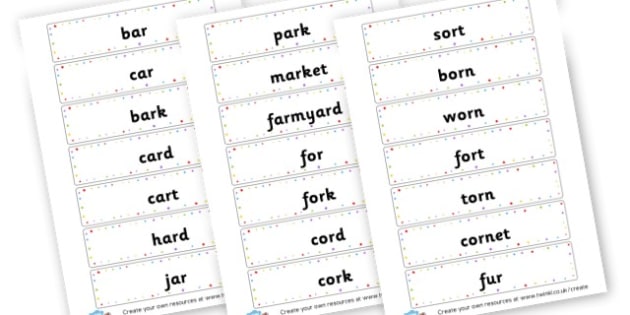 Phase 3 Long Vowel Sounds er, ar, ur, or Cards - Phase 3 Visual