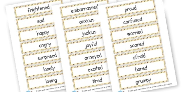 Emotions Word Cards (teacher made)