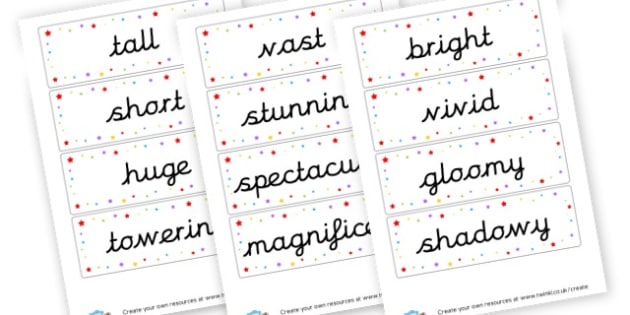 Adjective Cards (teacher made)