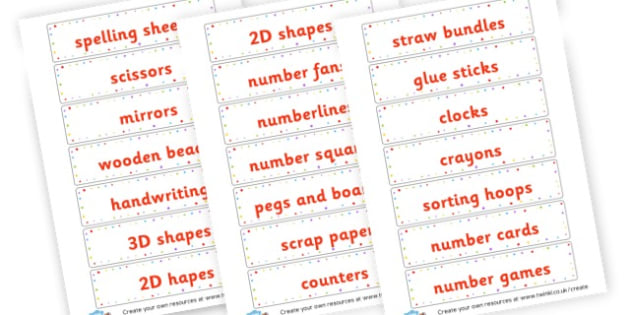 labels (teacher made)