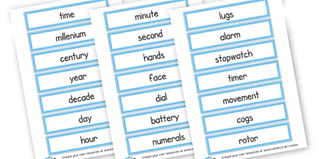 Time words Cards (teacher made)
