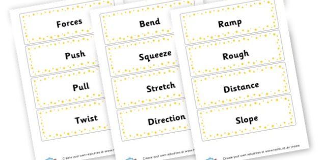 Forces vocabulary Cards