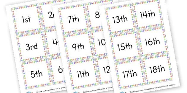 Ordinal Numbers Word Cards (teacher made)