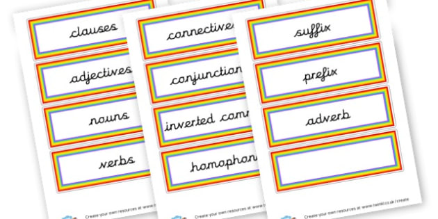 Grammar Word Cards (Teacher-Made)