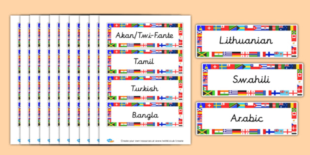 FREE! - Languages in Our School Cards (teacher made)