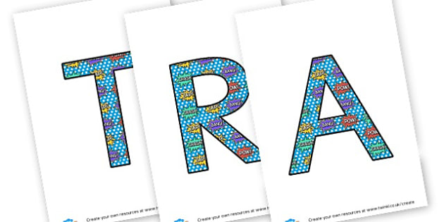 Display Lettering to Support the Teaching on Traction Man