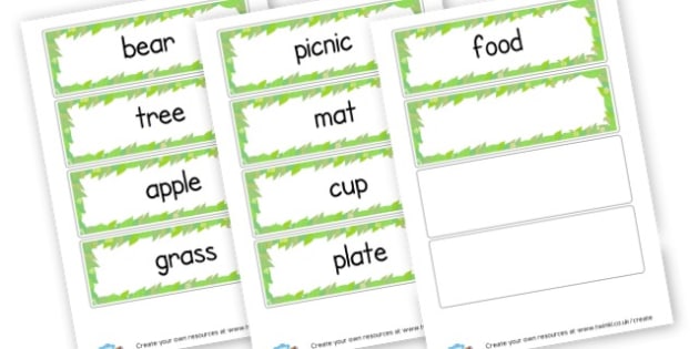 Teddy Bears Picnic Word Cards (teacher made)