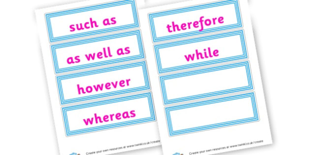 Connectives Word Cards (teacher made)