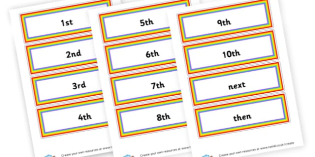 Ordinal Numbers Cards